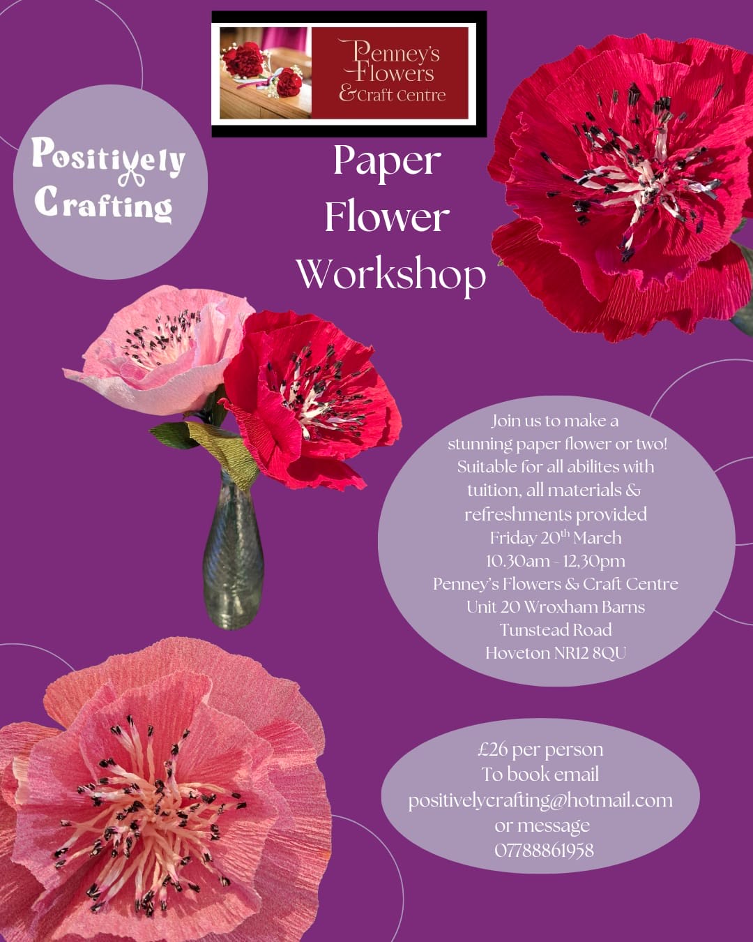 Paper Flower Workshop at Wroxham Barns